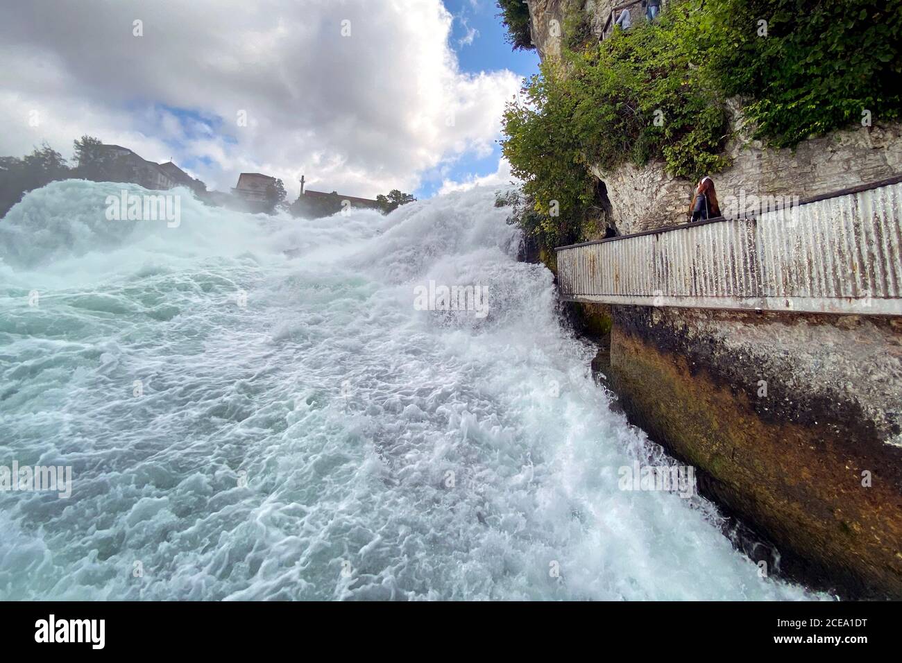 The Rhine Falls are 23 meters high and 150 meters wide, one of the ...