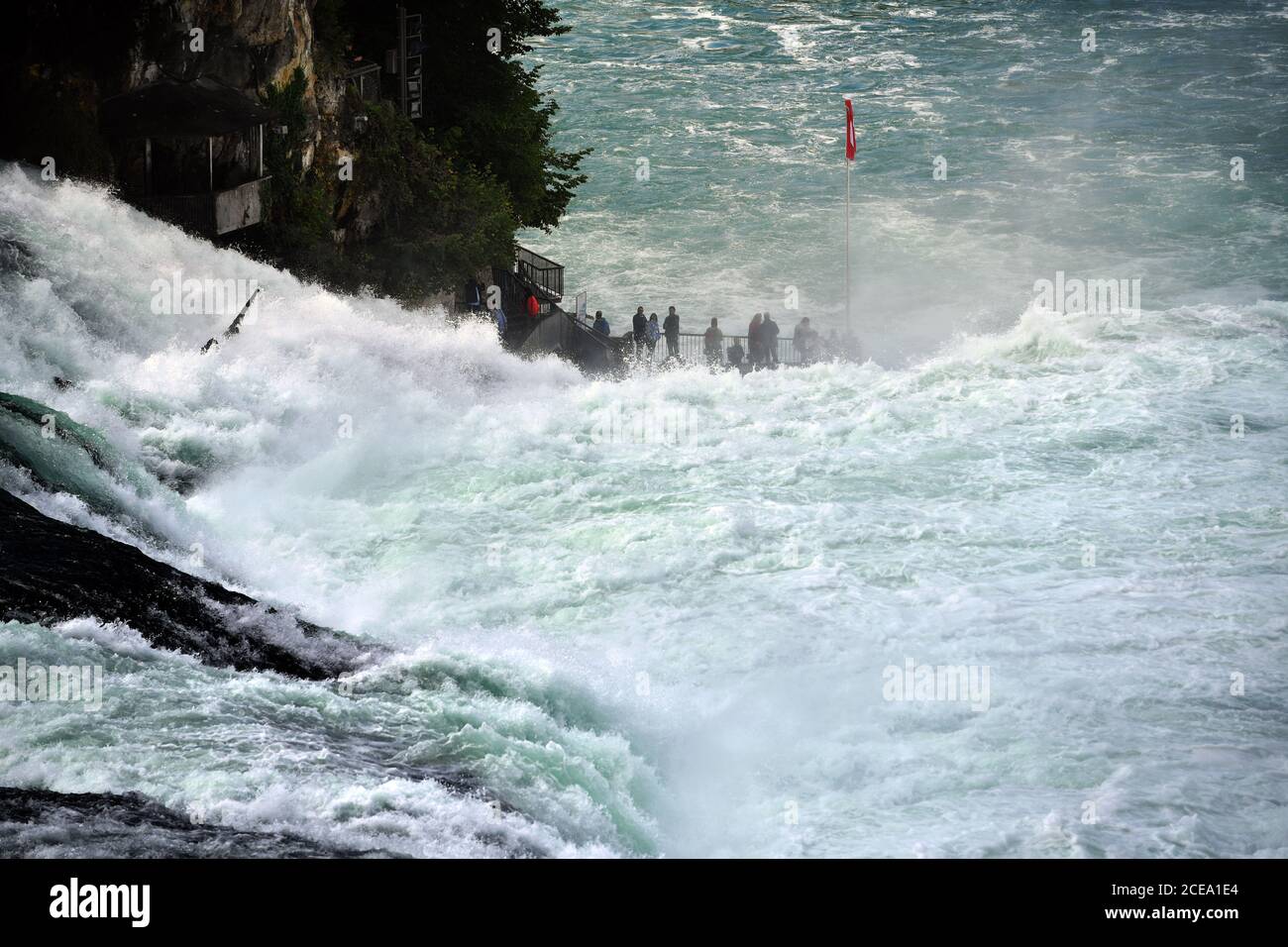 The Rhine Falls are 23 meters high and 150 meters wide, one of the ...