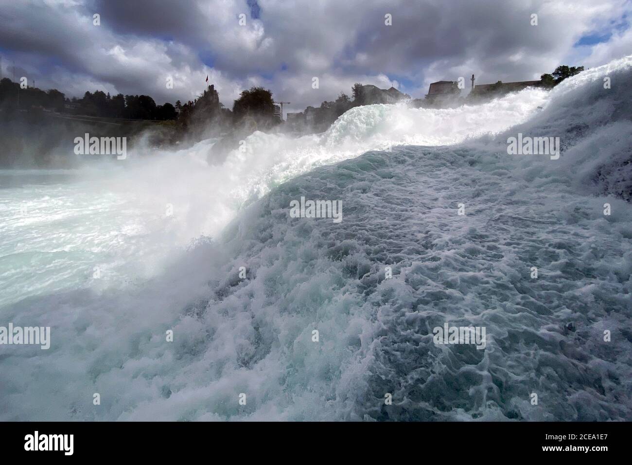 The Rhine Falls are 23 meters high and 150 meters wide, one of the ...