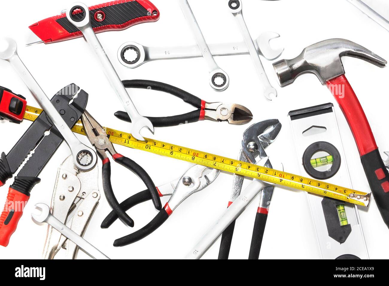 Close up tools on white background. isolated Stock Photo - Alamy