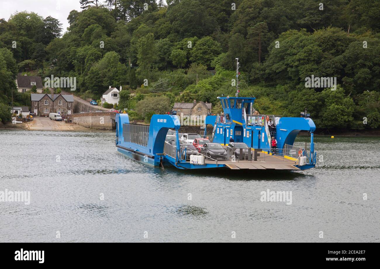 King Harry ferry, a floating bridge, on the Fal River, sailing between ...