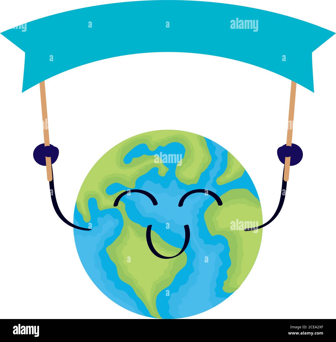 world planet earth smiling face with banner vector illustration design ...
