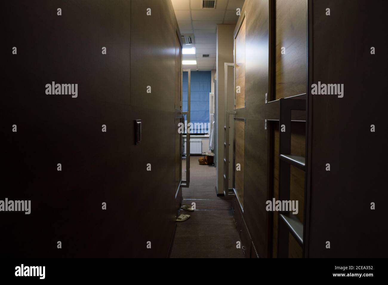 Inside Dorm of Capsule Hotel in Bishkek, Kyrgyzstan Stock Photo - Alamy