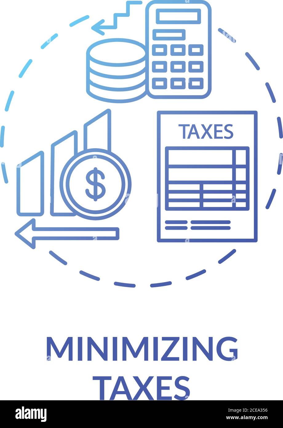 Minimizing taxes concept icon. Business management, investment tips ...