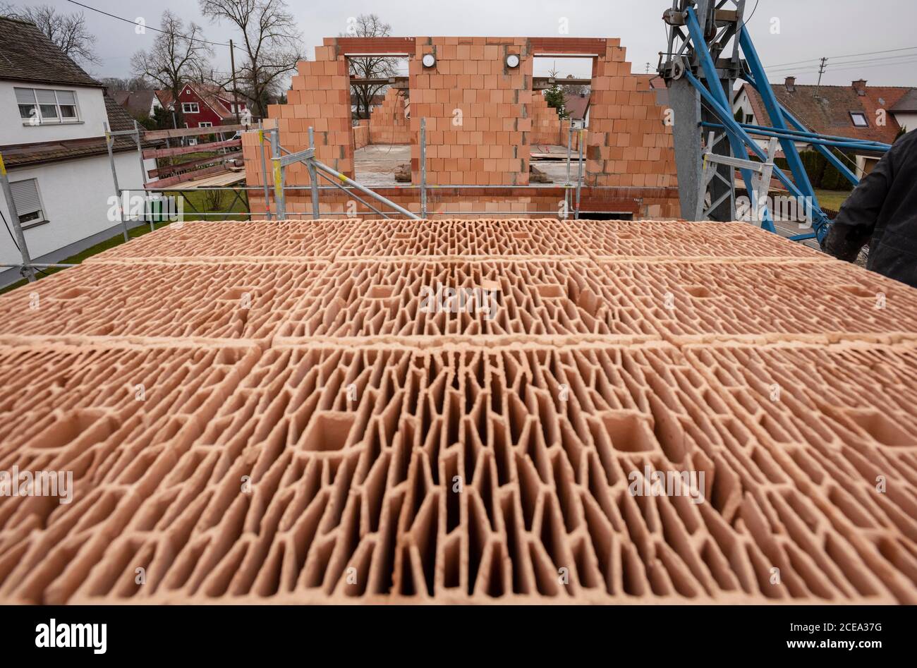 new built house in construction Stock Photo - Alamy