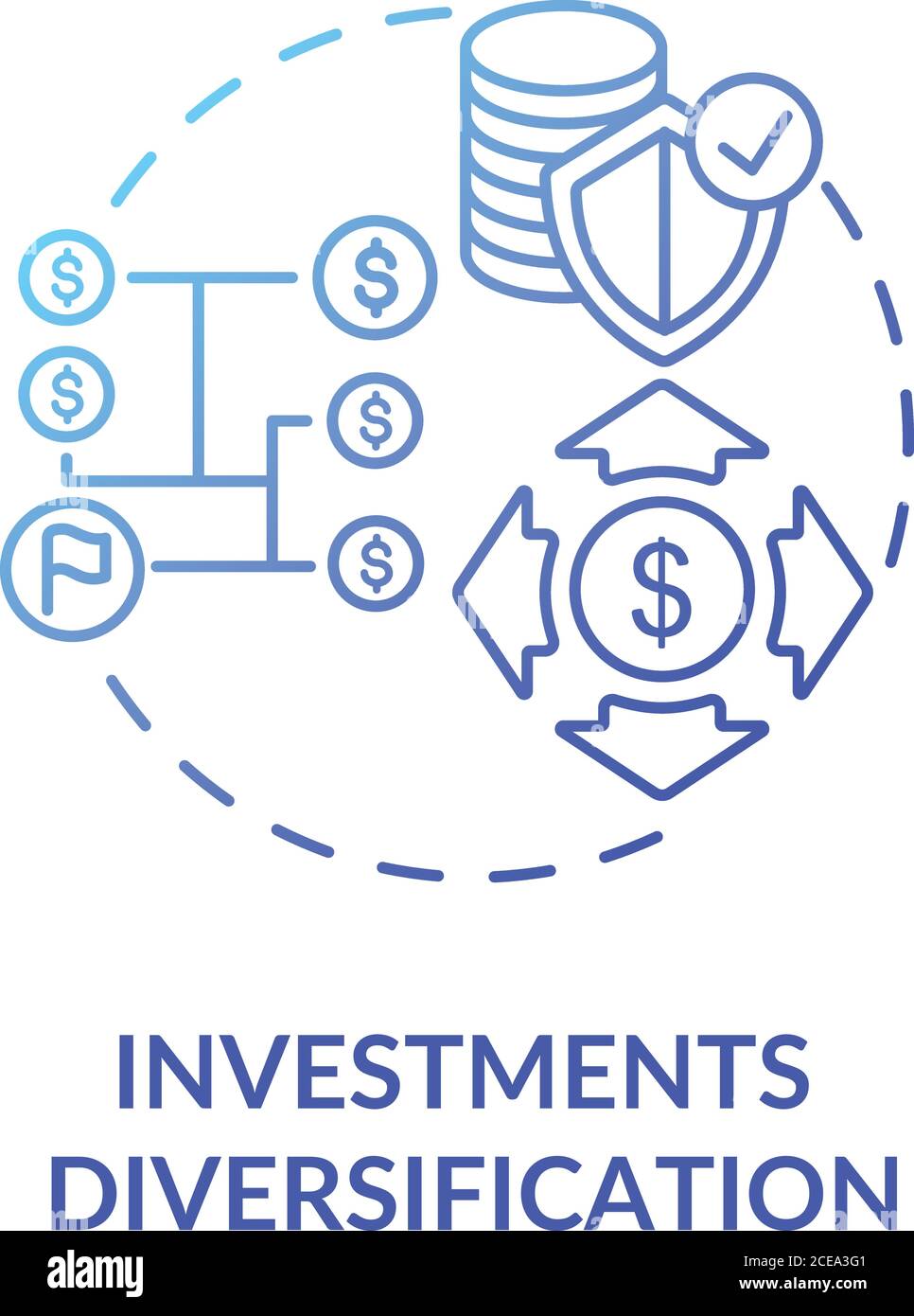 Investments diversification concept icon. Capital management strategy ...