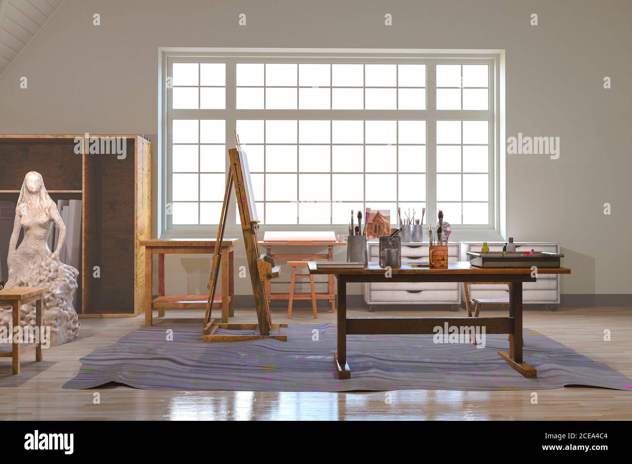art studio take four, 3d illustration Stock Photo - Alamy