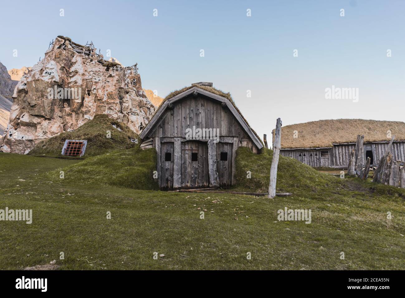 Old triangular wooden building Stock Photo - Alamy