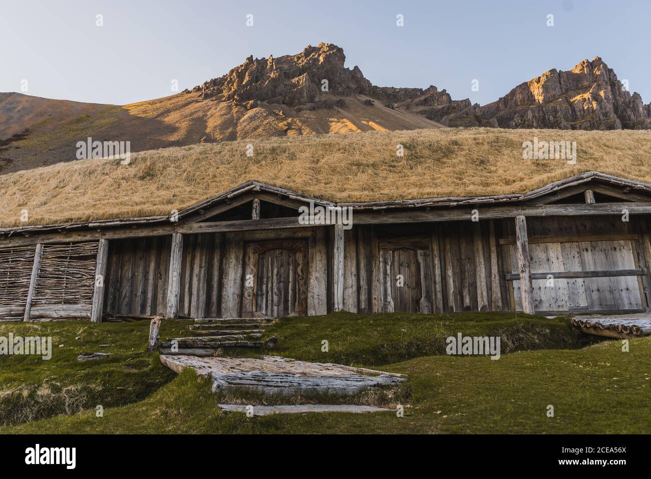 Old triangular wooden building Stock Photo - Alamy