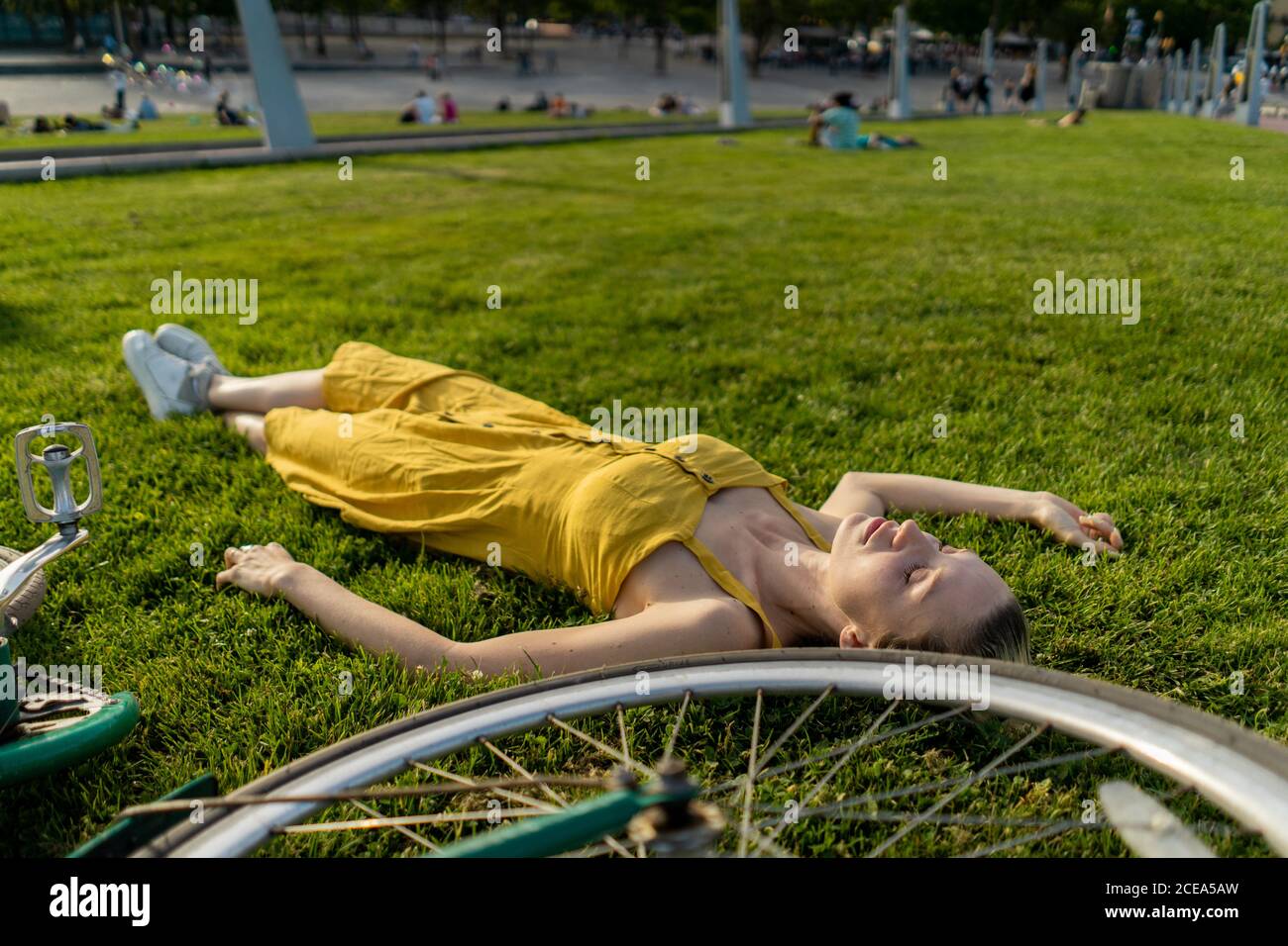 Bike lying on grass hi-res stock photography and images - Alamy