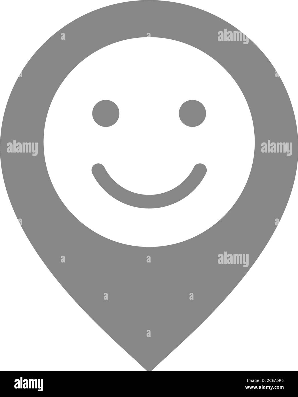 Location mark with happy face gray icon. Customer satisfaction, like ...