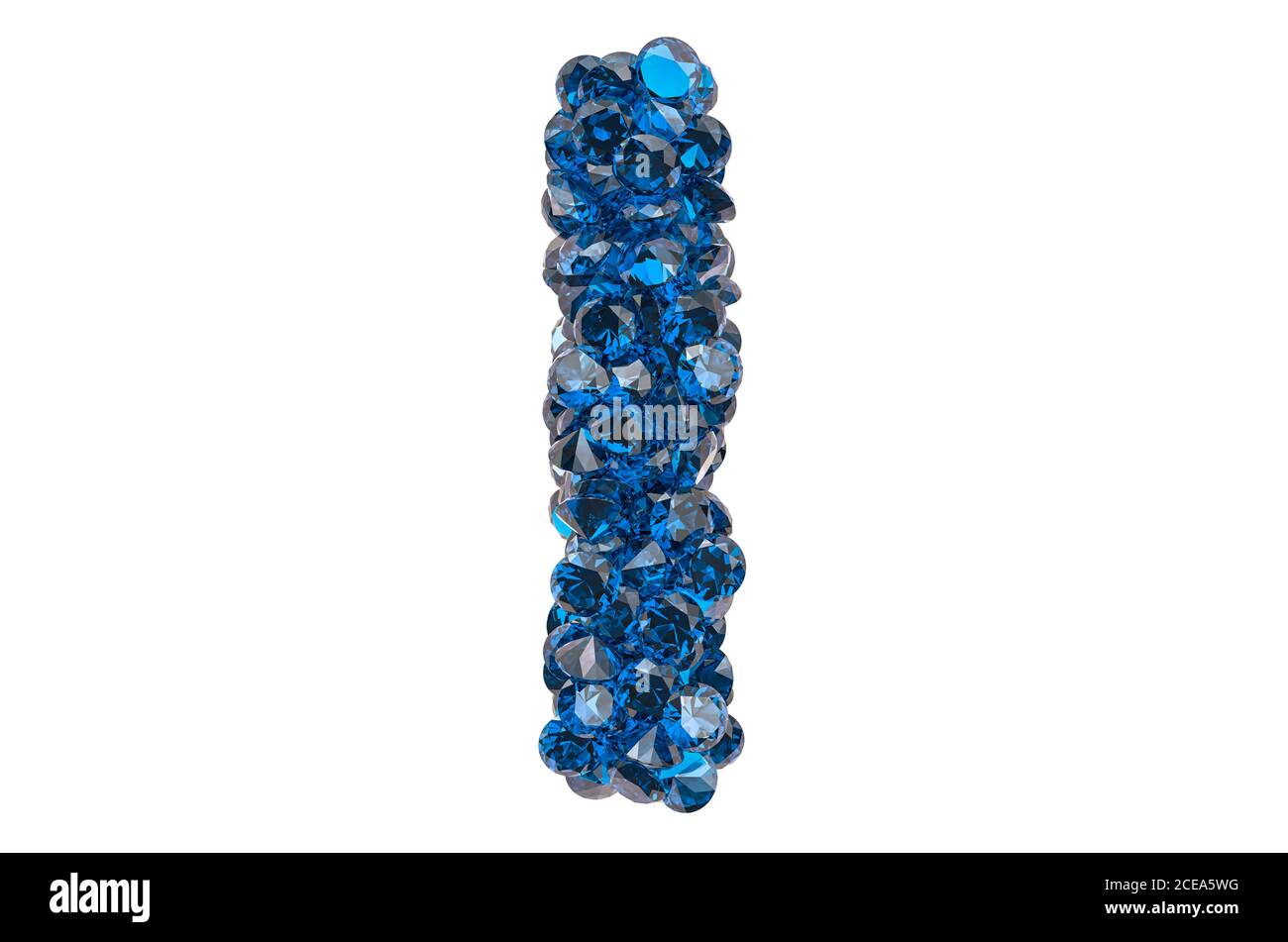 Letter I from blue diamonds or sapphires with brilliant cut. 3D ...