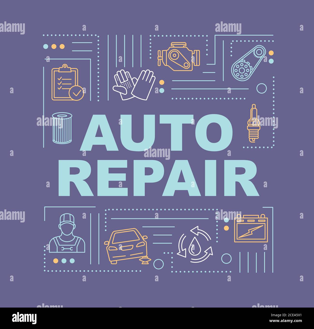 Auto repair word concepts banner. Preventive maintenance. Mechanical ...