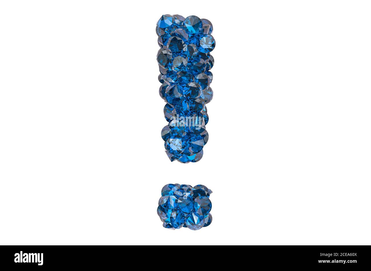 Exclamation mark from blue diamonds or sapphires with brilliant cut. 3D ...