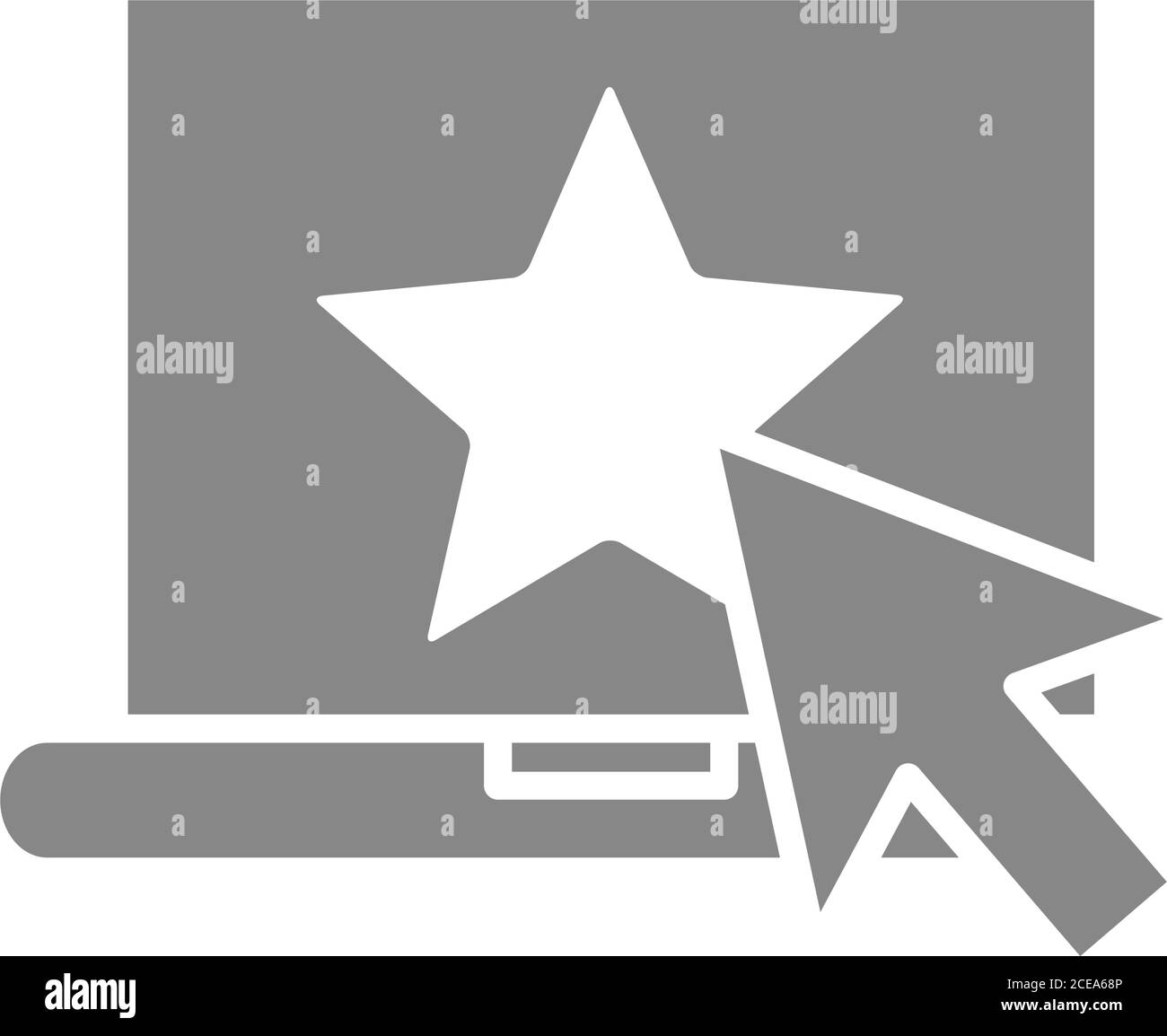 Laptop with star and cursor arrow grey icon. Customer satisfaction ...