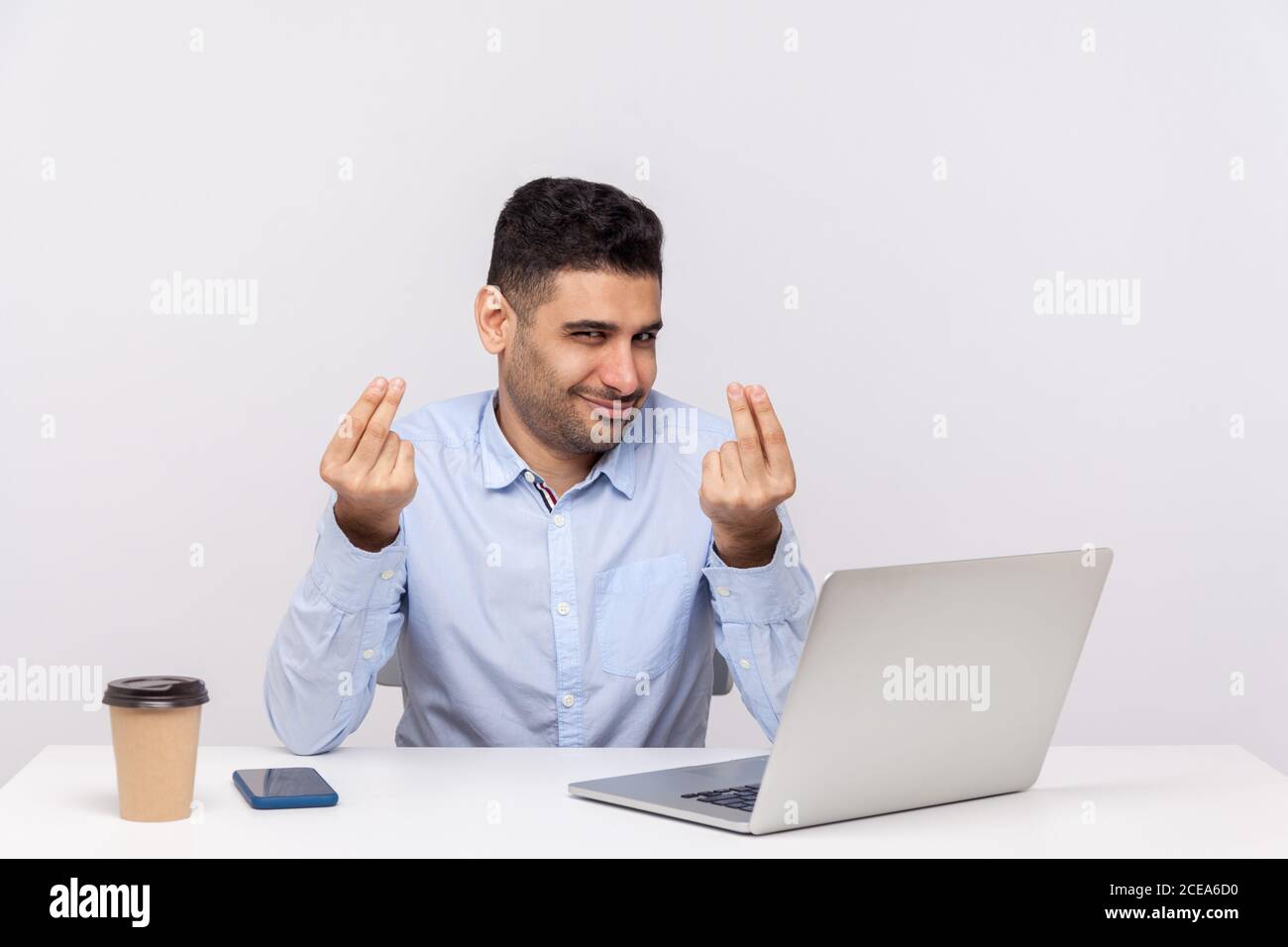 Cunning businessman smiling showing no hi-res stock photography and ...