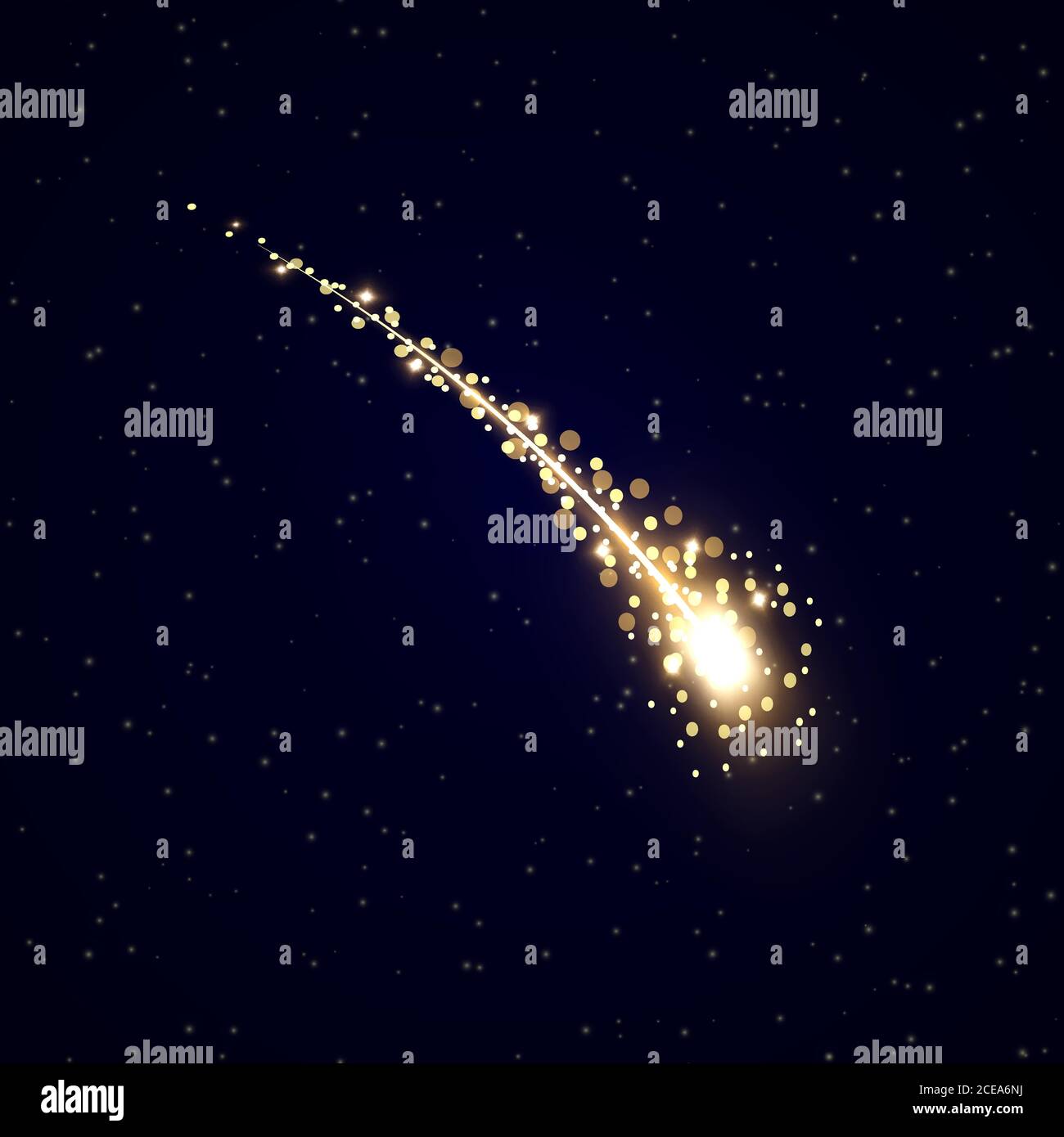 Meteor or comet on space background. Gold light effect Stock Vector ...