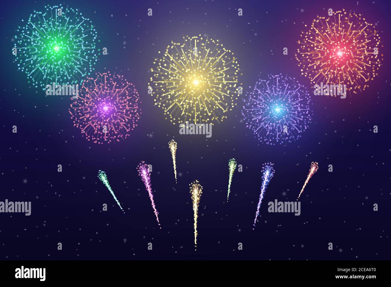 Vector Colorful Firework on night background Stock Vector Image & Art ...