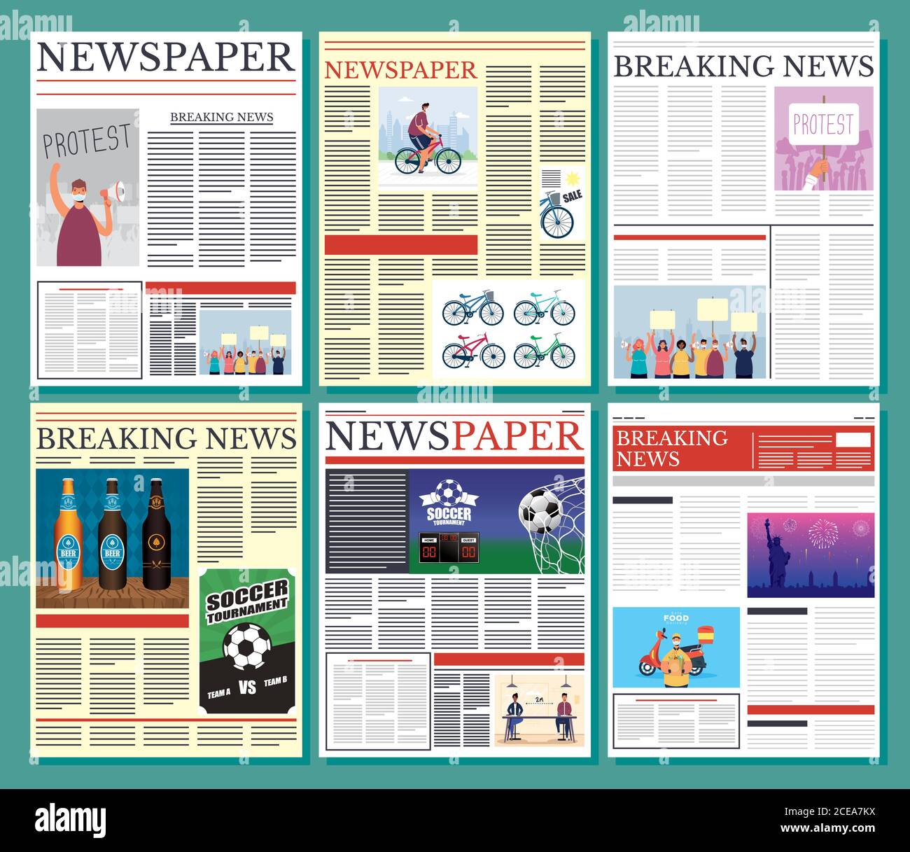 news papers communication set columns pattern vector illustration ...