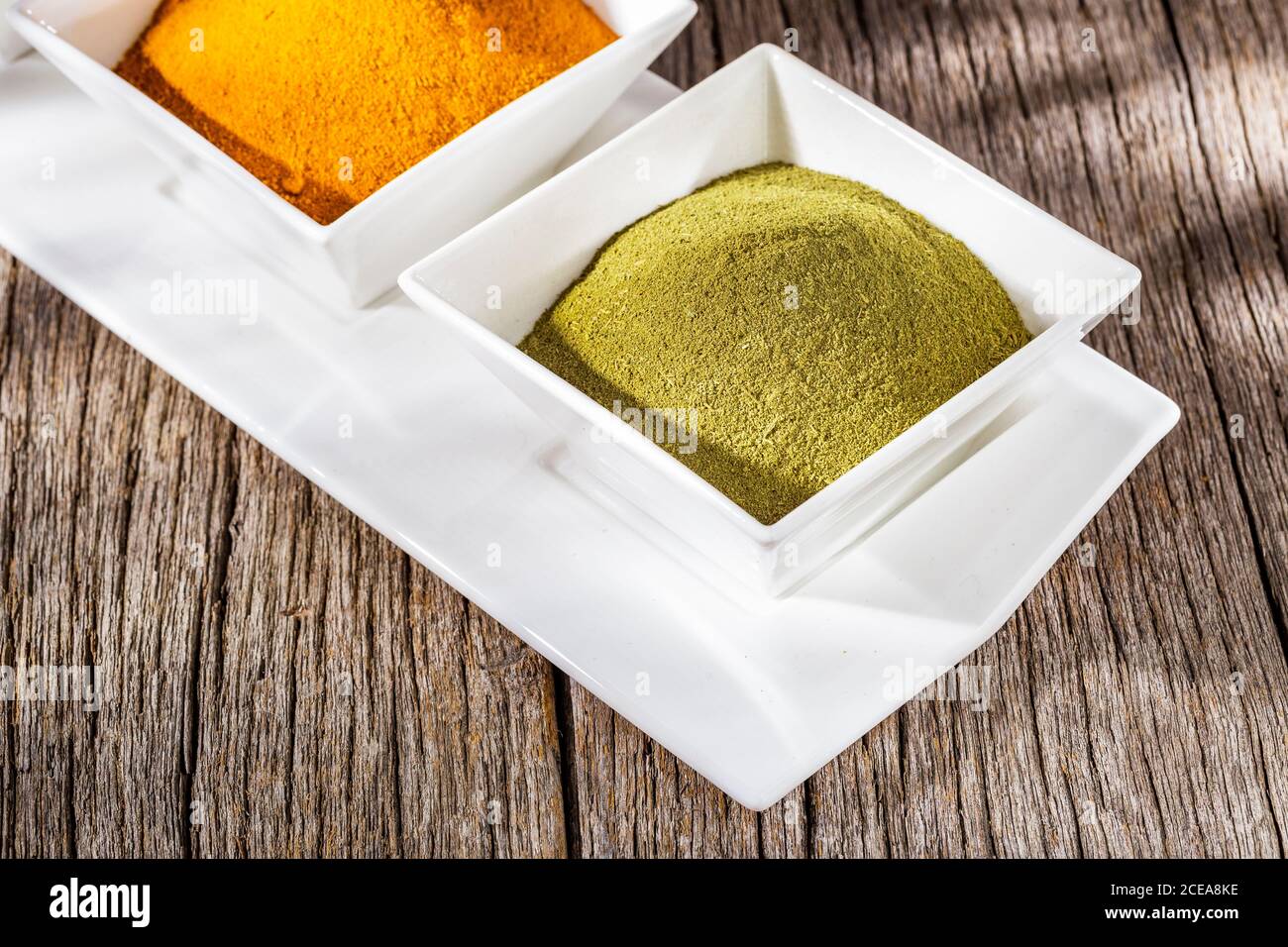 Moringa powder in bowl on the table, close up picture- Moringa Oleifera ...