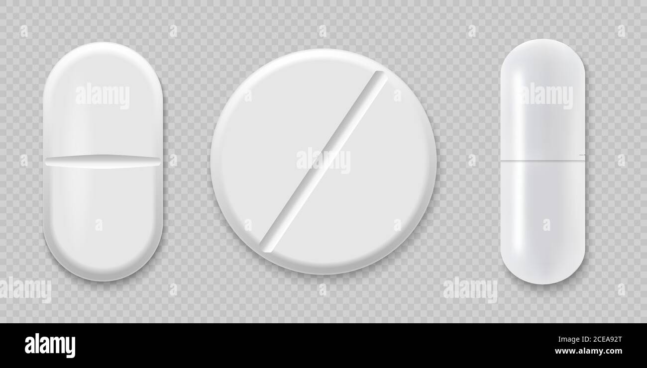 3d Realistic White Medical Pill. Vector illustration Stock Vector Image ...