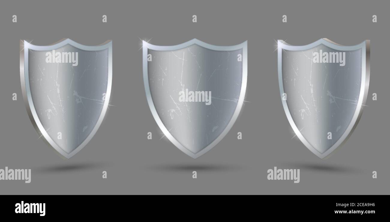Metal shield on transparent background, protect icon. vector ...