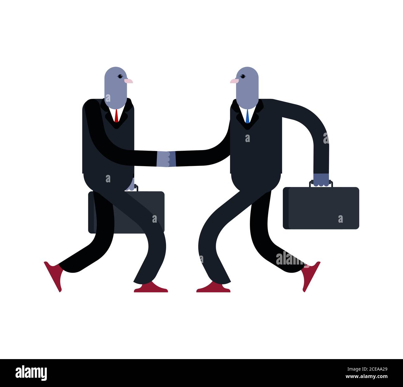 Dove Handshake. pigeon businessman. City bird vector illustration Stock ...
