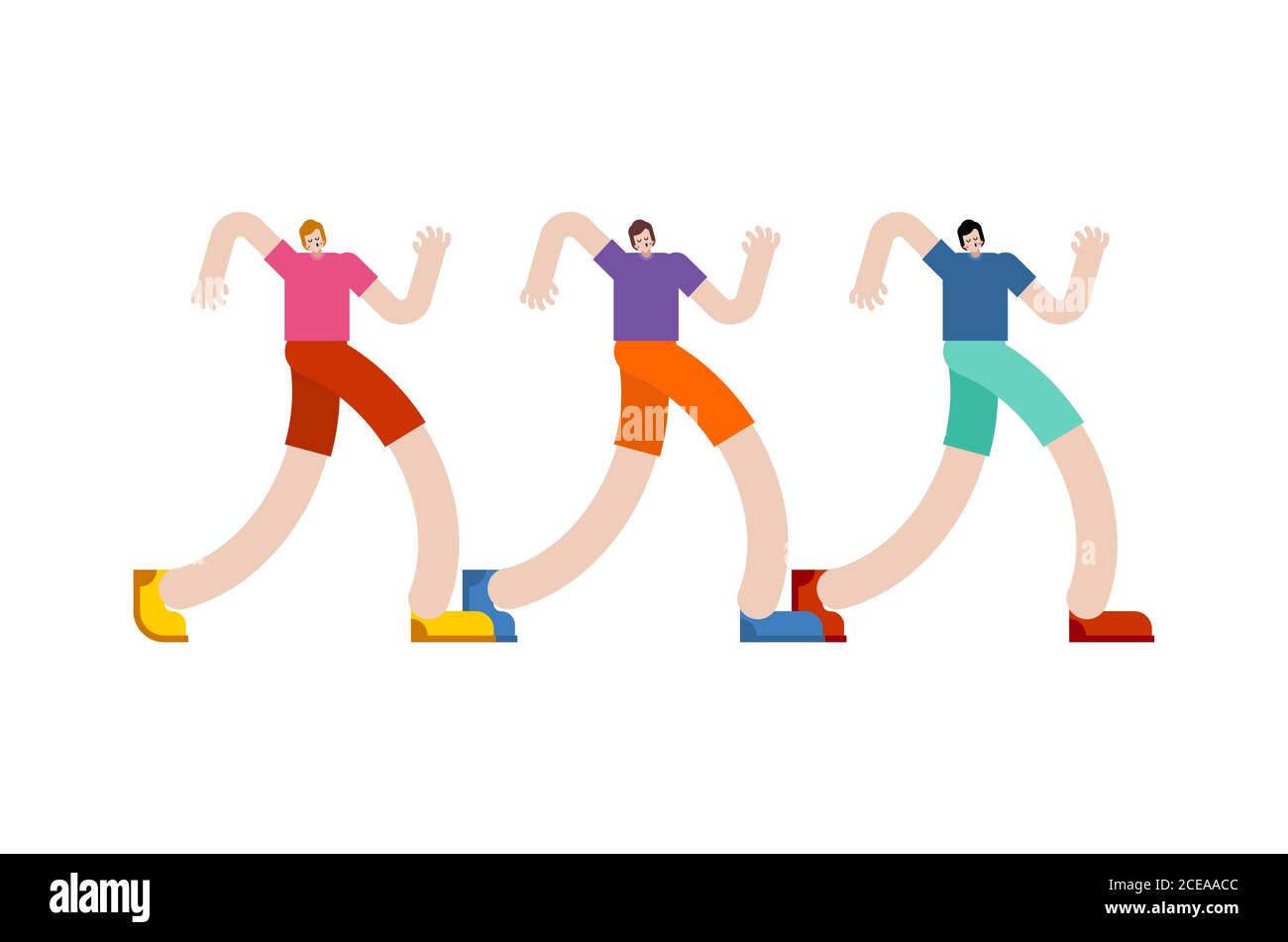 Guy is walking set. Man walk vector illustration Stock Vector Image ...