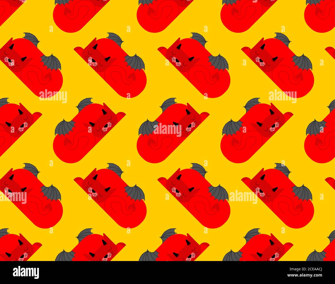 Devil cat pattern seamless. Satan pet background. Red demon animal ...