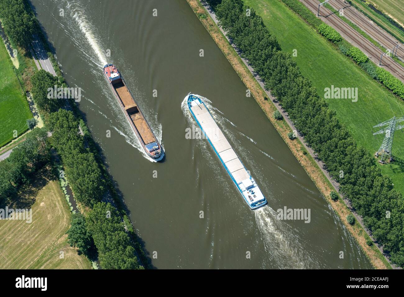 The Netherlands from above with green fields, rivers and houses on the ...