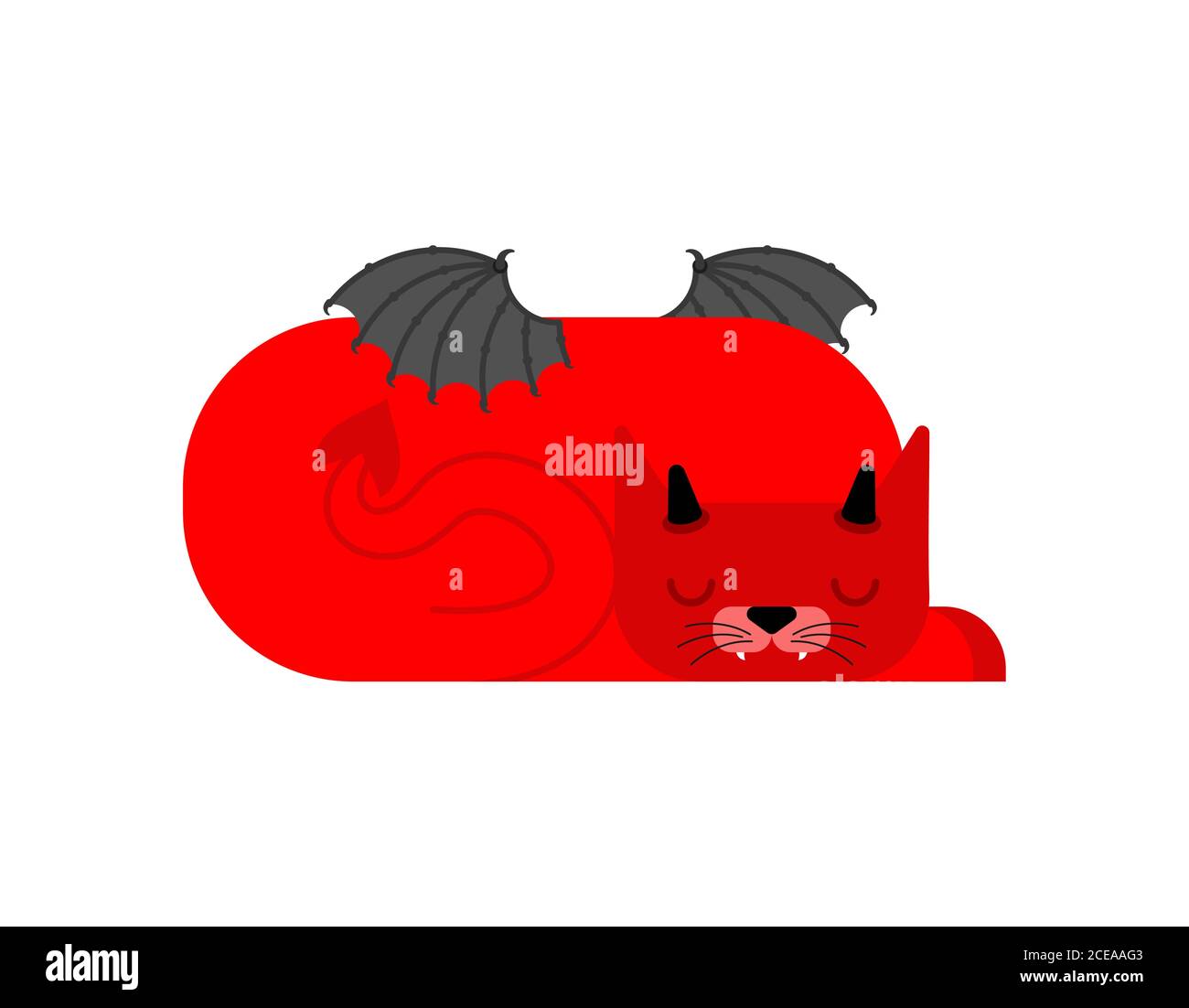 Devil cat. Satan pet. Red demon animal. vector illustration Stock ...