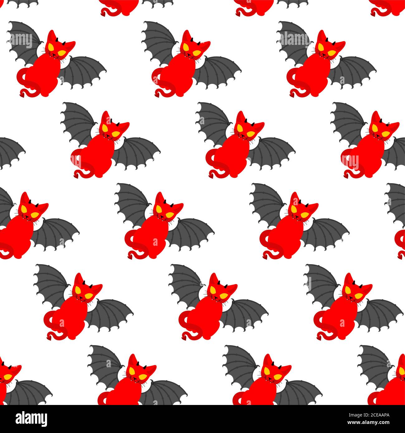 Devil cat pattern seamless. Satan pet background. Red demon animal ...
