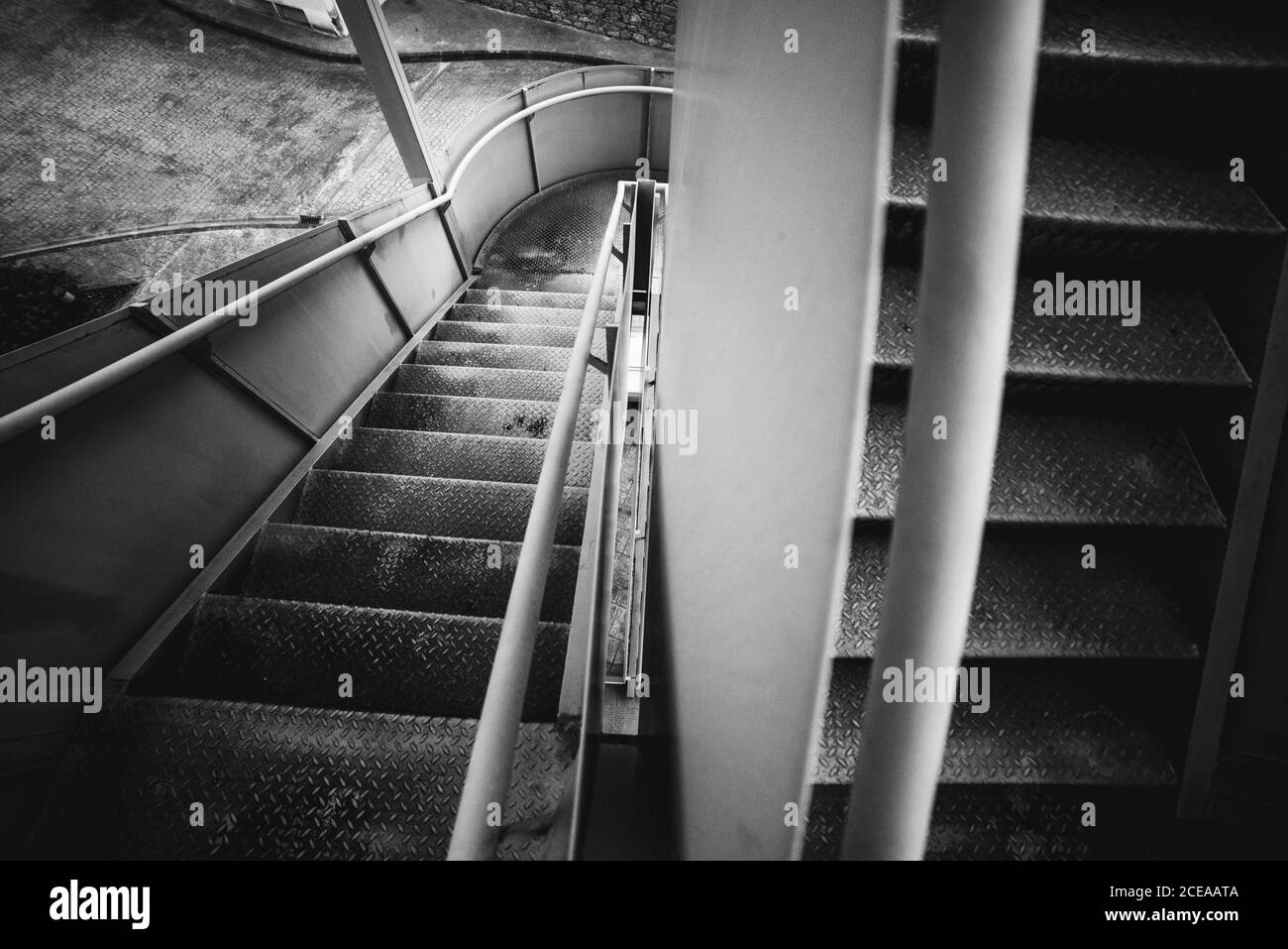 Metal spiral stairway inside jail in Oviedo, Spain Stock Photo - Alamy