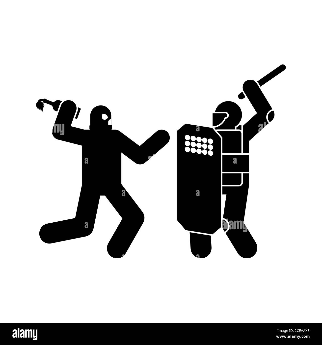 Riot police and protesters. Sign Street protests. Preventing overthrow ...