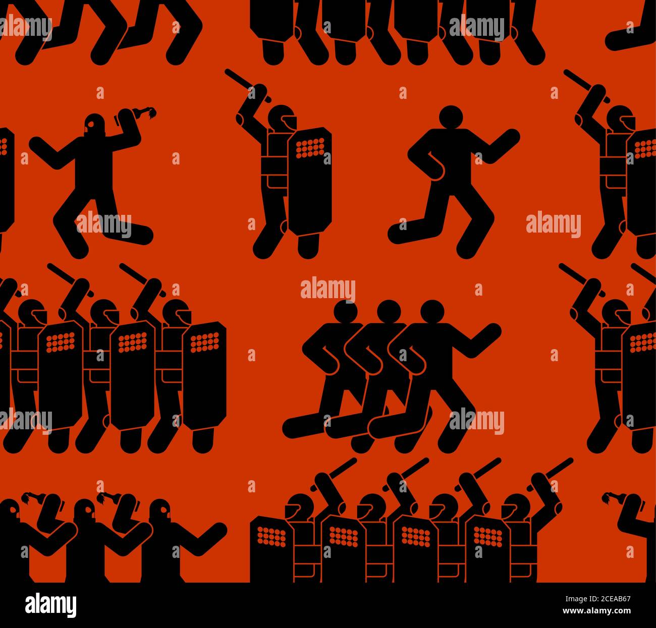 Street protests pattern seamless. Riot police and protesters background ...