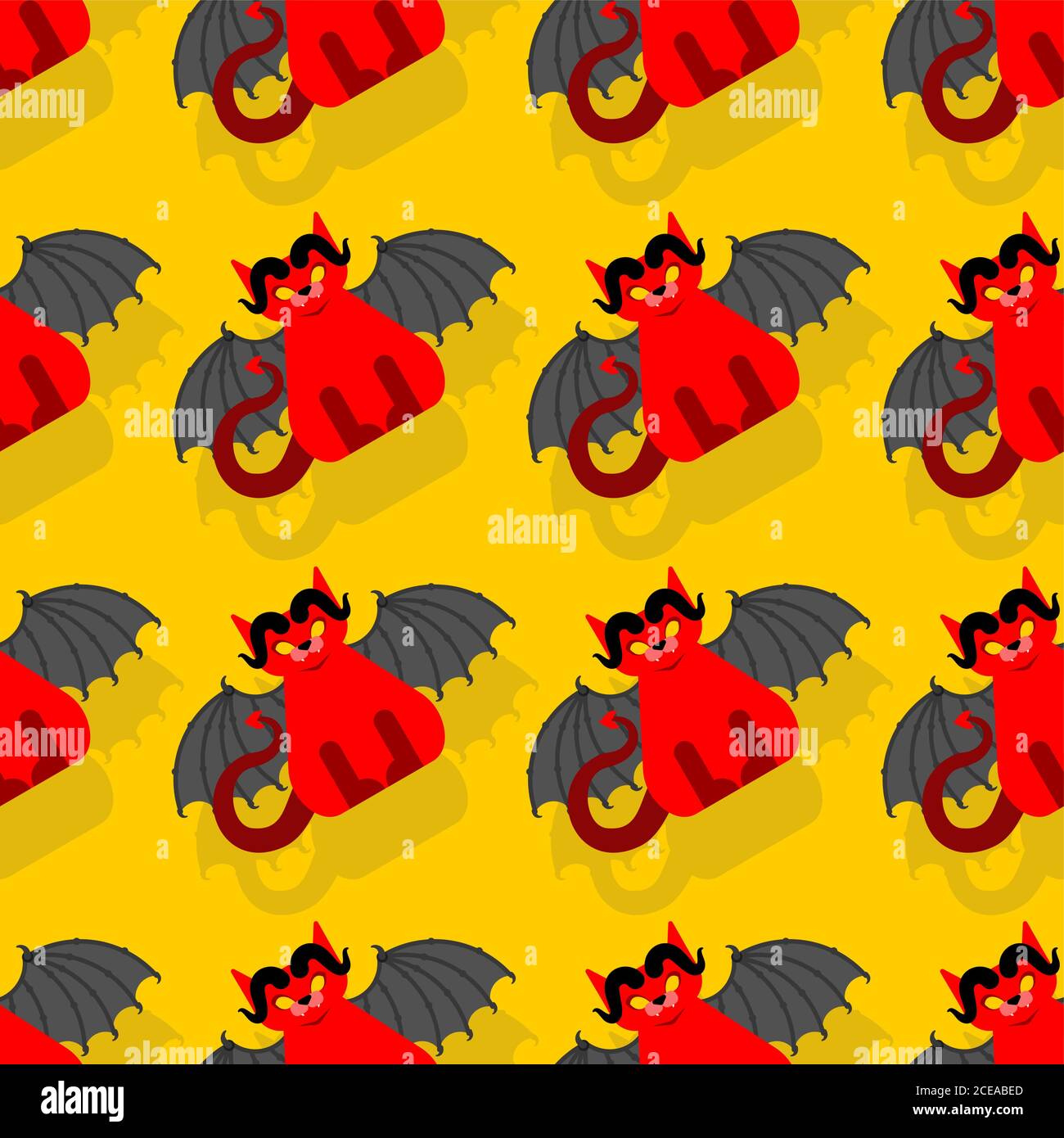 Devil cat pattern seamless. Satan pet background. Red demon animal ...
