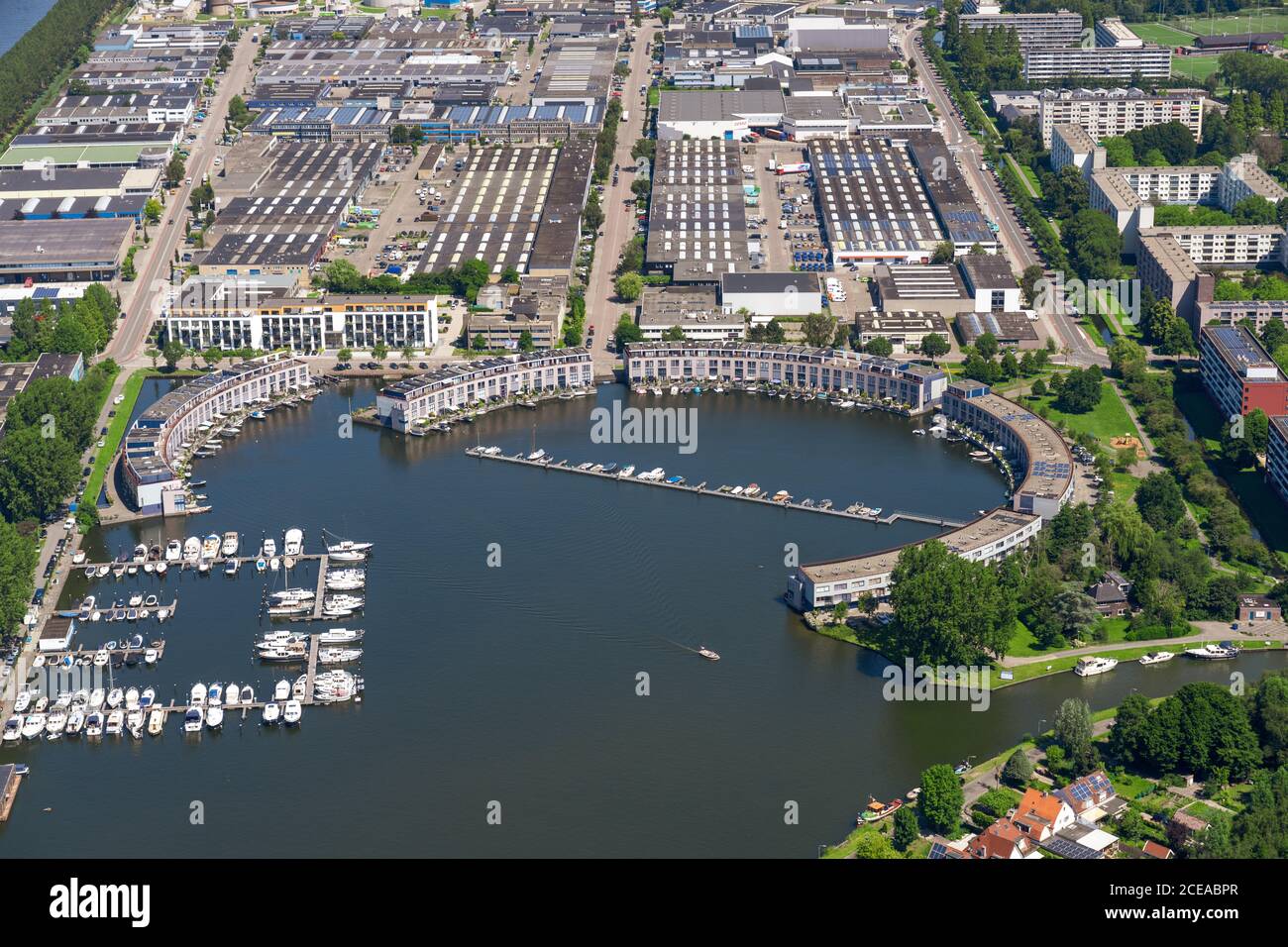 The Netherlands from above with green fields, rivers and houses on the ...