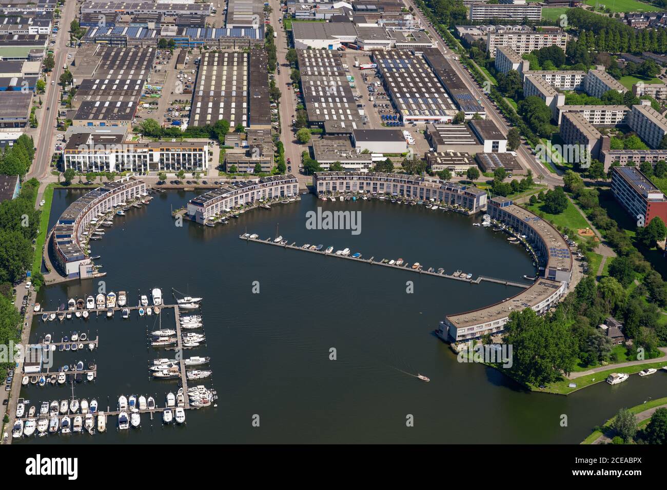 The Netherlands from above with green fields, rivers and houses on the ...