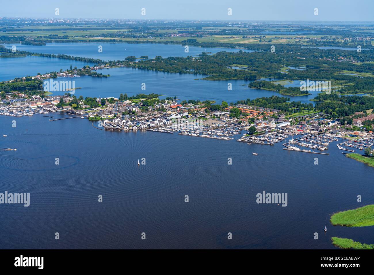 The Netherlands from above with green fields, rivers and houses on the ...
