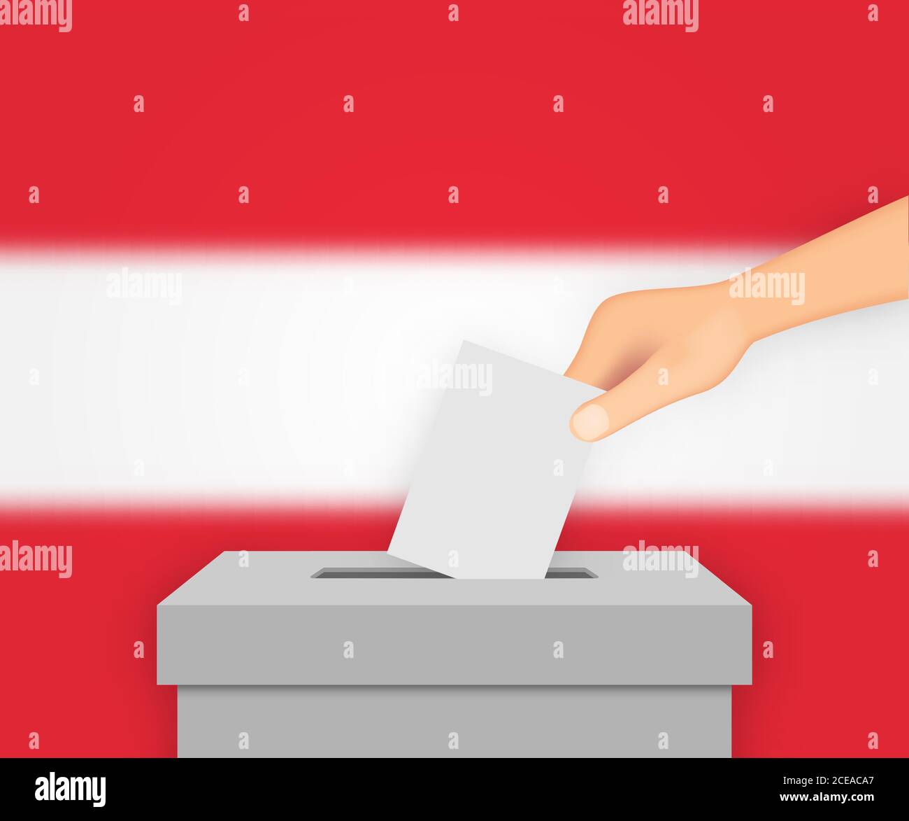 Austria vote election banner background. Ballot Box with blurred flag ...