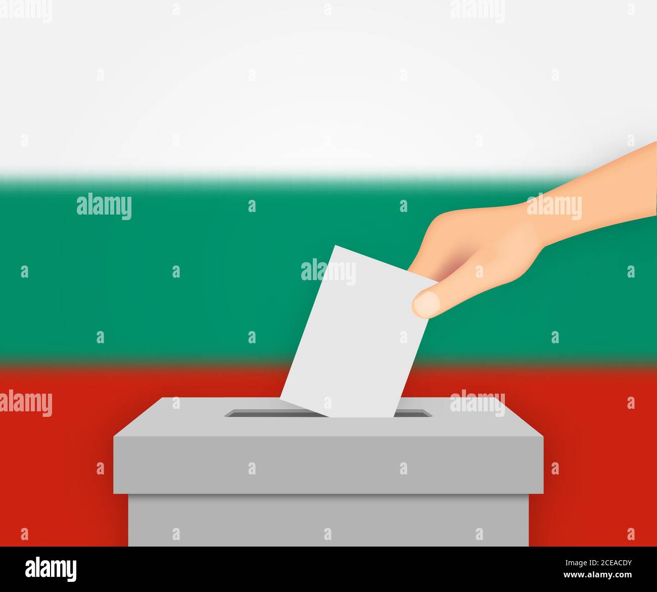 Bulgaria vote election banner background. Ballot Box with blurred flag ...