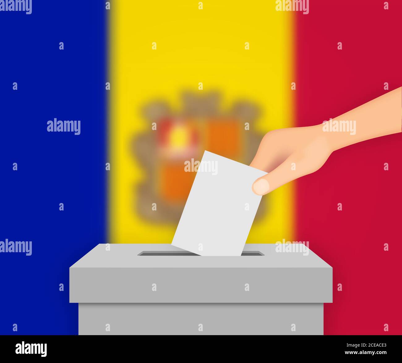 Andorra vote election banner background. Ballot Box with blurred flag ...