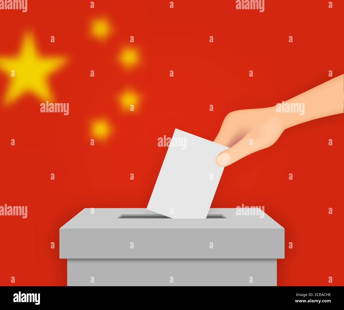 China vote election banner background. Ballot Box with blurred flag ...