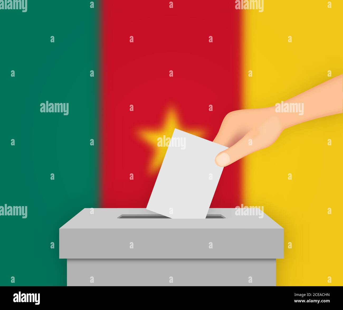 Cameroon vote election banner background. Ballot Box with blurred flag ...