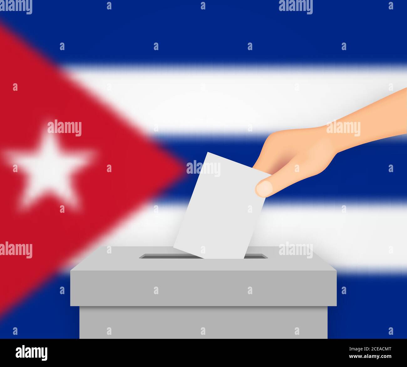 Cuba vote election banner background. Ballot Box with blurred flag ...