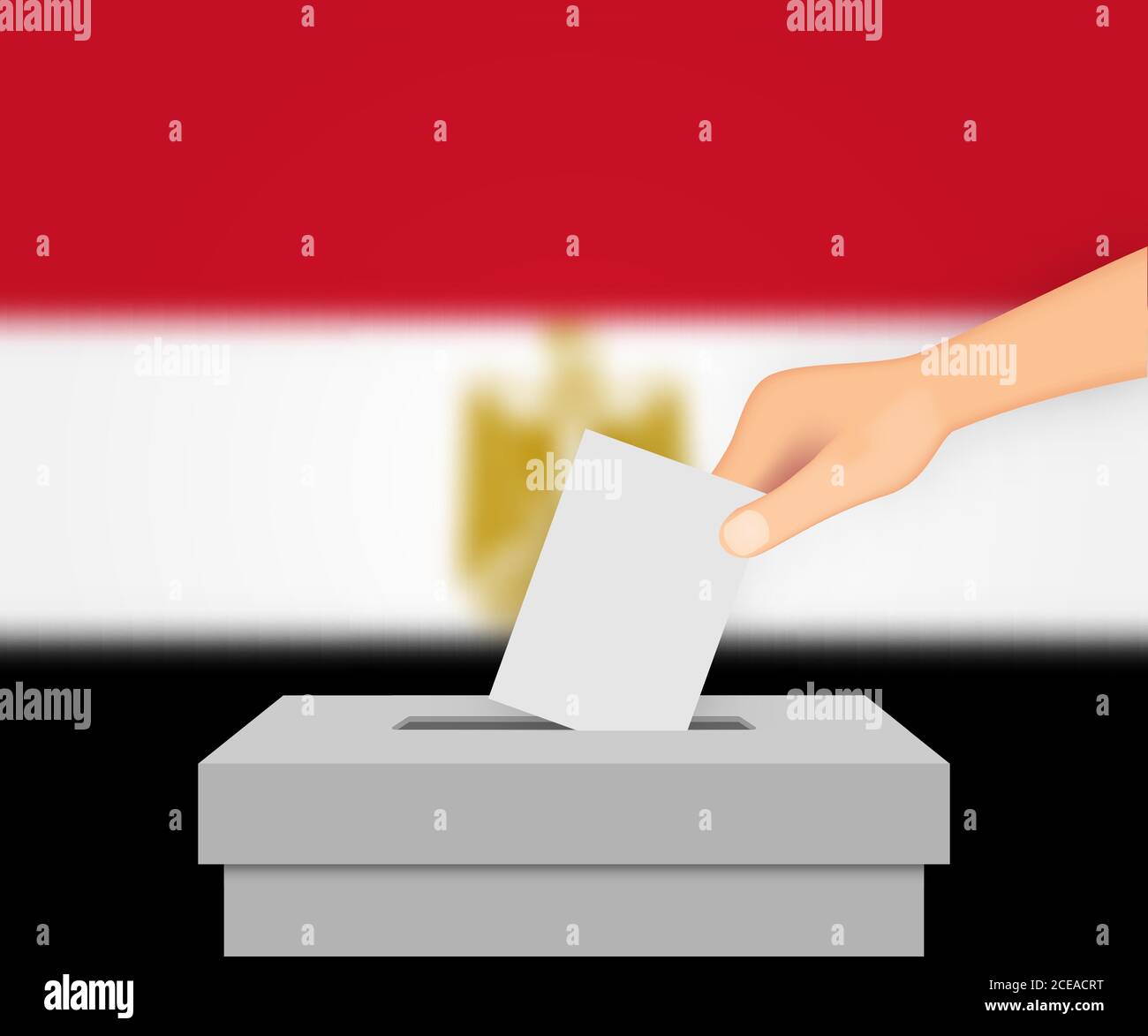 Egypt vote election banner background. Ballot Box with blurred flag ...