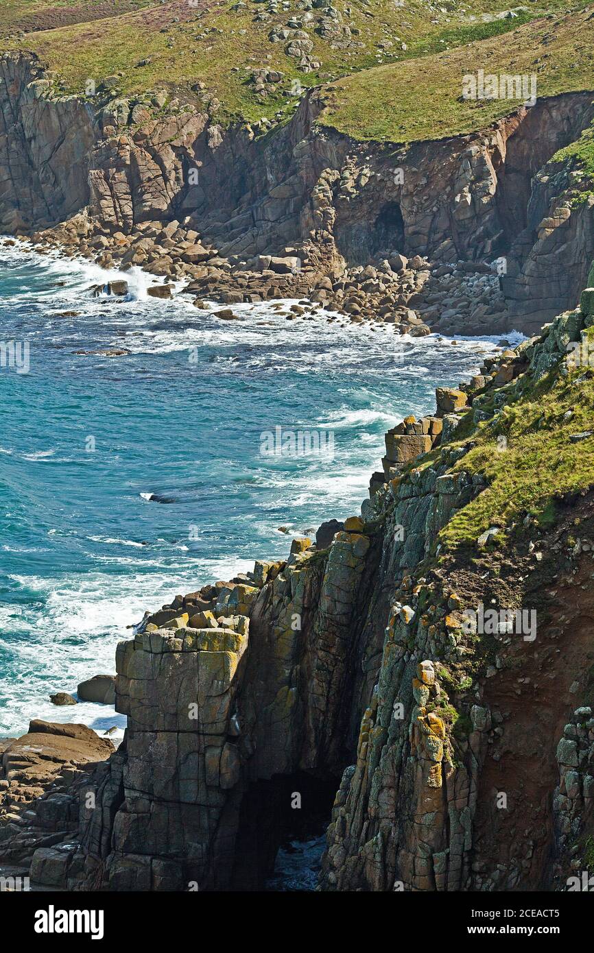 Cape Cornwall Cliffs, Lands End, UK Stock Photo - Alamy