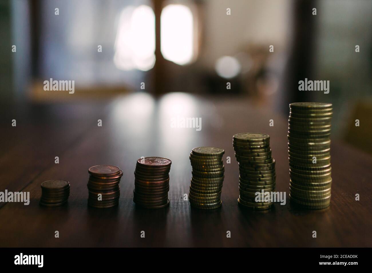 Coins sorted by value Stock Photo - Alamy