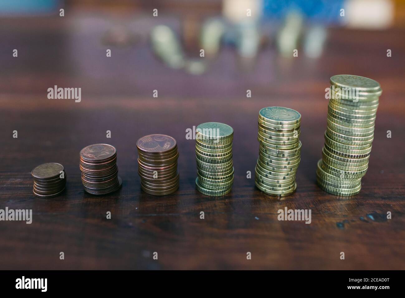 Coins sorted by value Stock Photo - Alamy