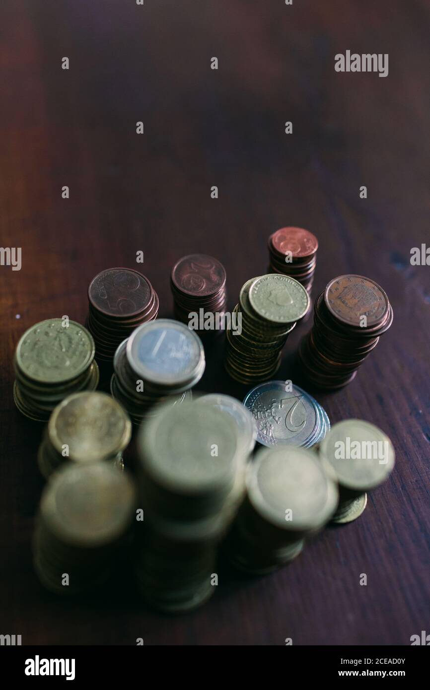 Coins sorted by value Stock Photo - Alamy